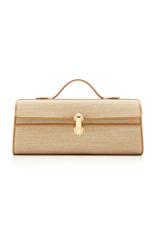 Savette Slim Symmetry Canvas Pochette With Turn Lock And Top Handle - Neutral