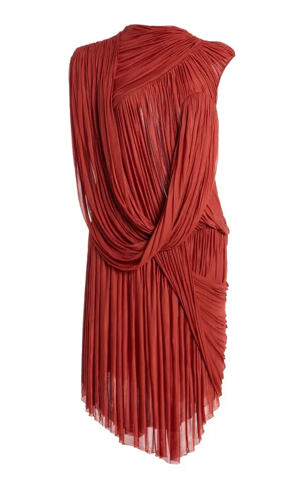 Balmain Draped Jersey Dress - Red