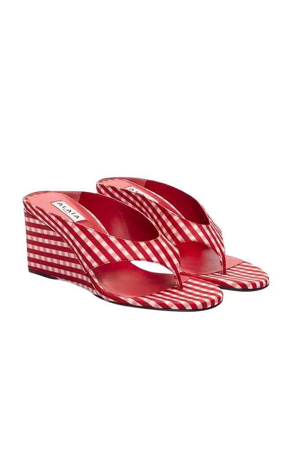 Alaïa Wedge Thong Sandals - Red