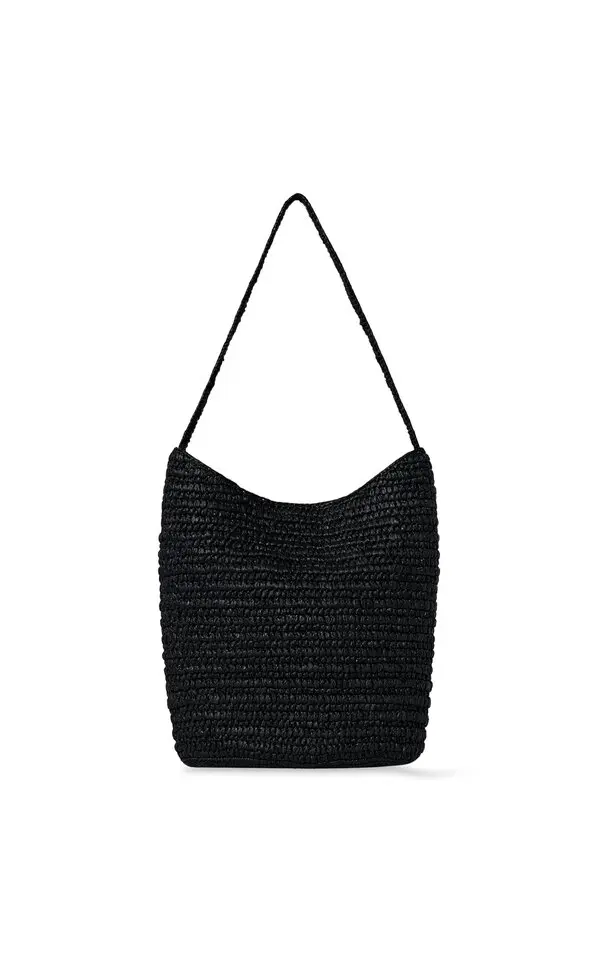 THE ROW Alma Raffia Shoulder Bag - Black