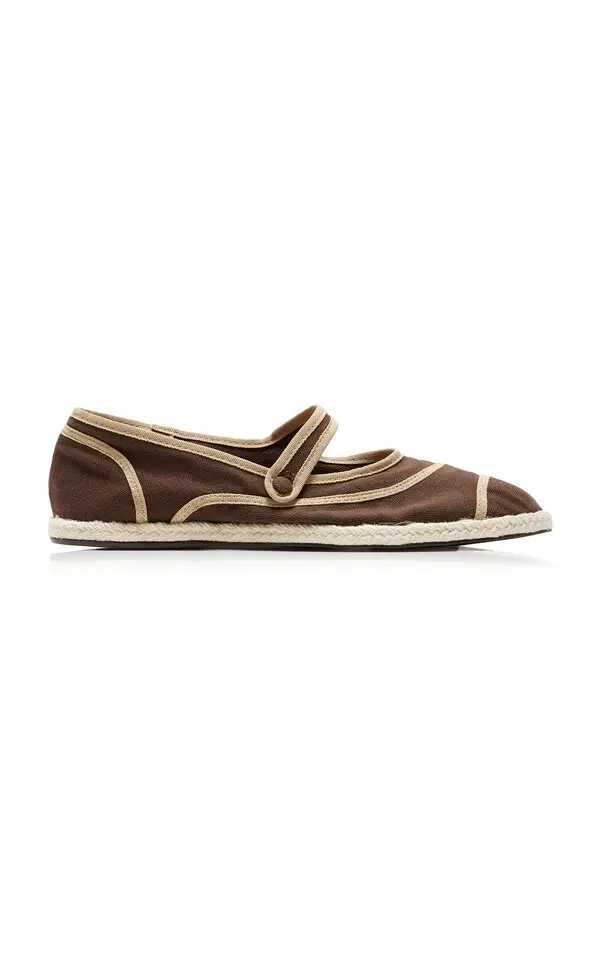 Staud Nora Canvas Espadrille Flats - Brown