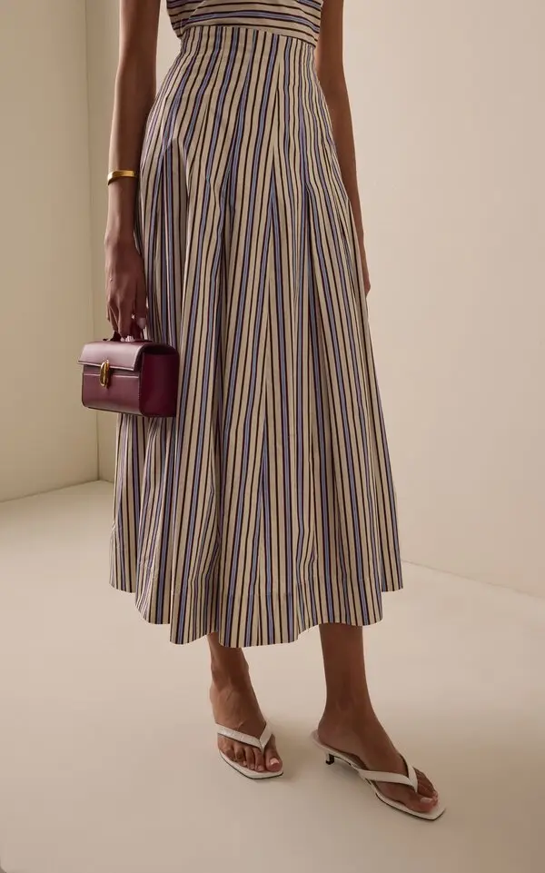 Lela Rose Striped Cotton Full Skirt
