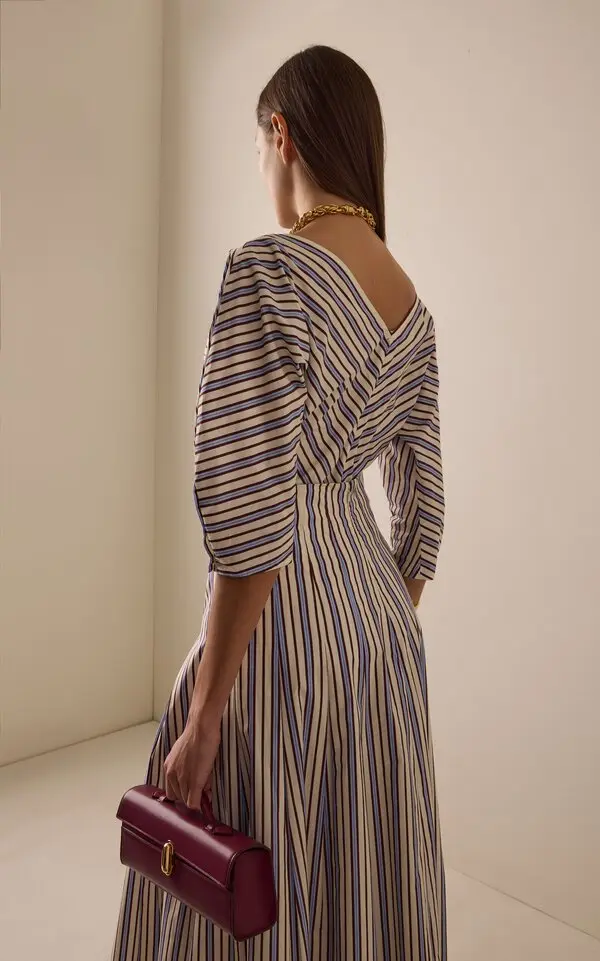 Lela Rose Striped Cotton Dolman Sleeve Top