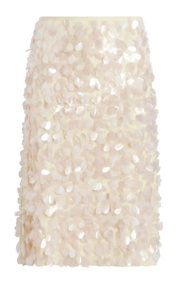 Marina Moscone Paillette Tubino Skirt - Ivory