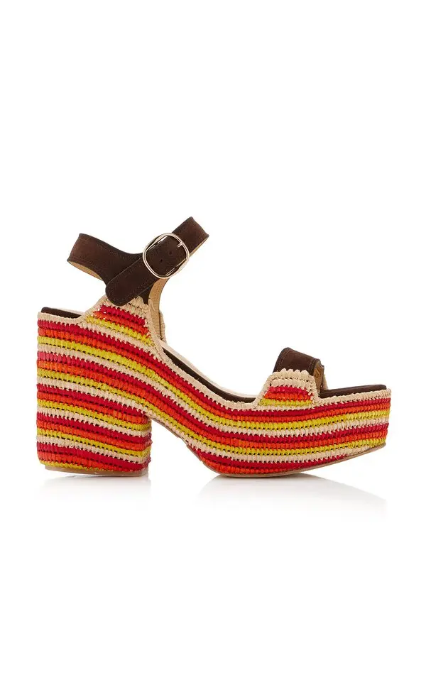Gabriela Hearst Sardis Raffia Platform Sandals - Brown