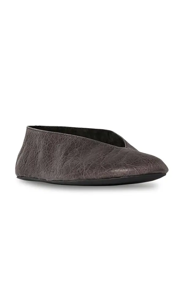 THE ROW Fay Two Textured Leather Ballet Flats
