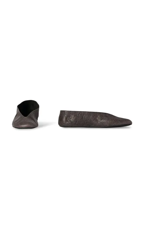 THE ROW Fay Two Textured Leather Ballet Flats