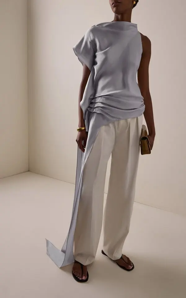 KALLMEYER Exclusive Elif Asymmetric Draped Satin Top