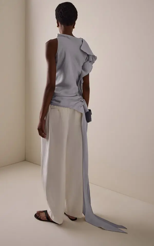 KALLMEYER Exclusive Elif Asymmetric Draped Satin Top