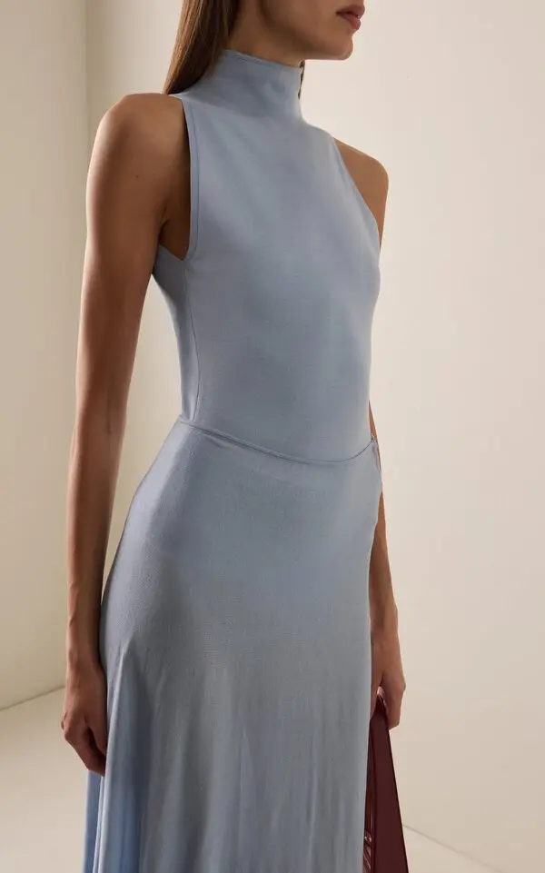 AMIYA Sirena Mock Neck Silk-blend Skirt Set