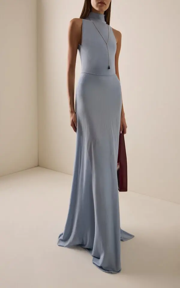 AMIYA Sirena Mock Neck Silk-blend Skirt Set
