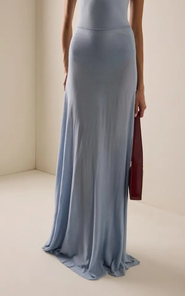 AMIYA Sirena Mock Neck Silk-blend Skirt Set