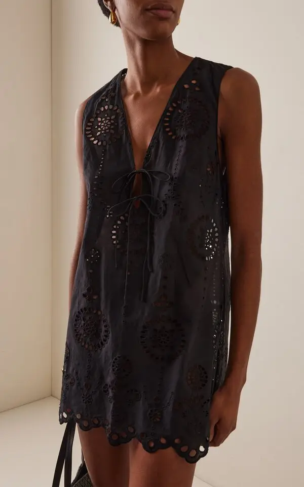 Matteau Broderie Anglaise Cotton Tie Mini Dress