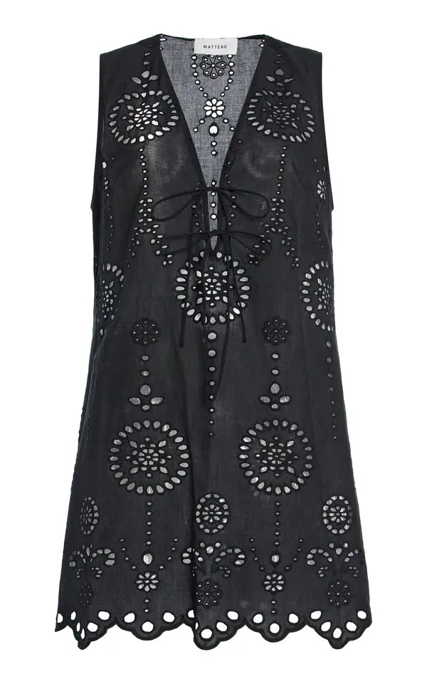 Matteau Broderie Anglaise Cotton Tie Mini Dress
