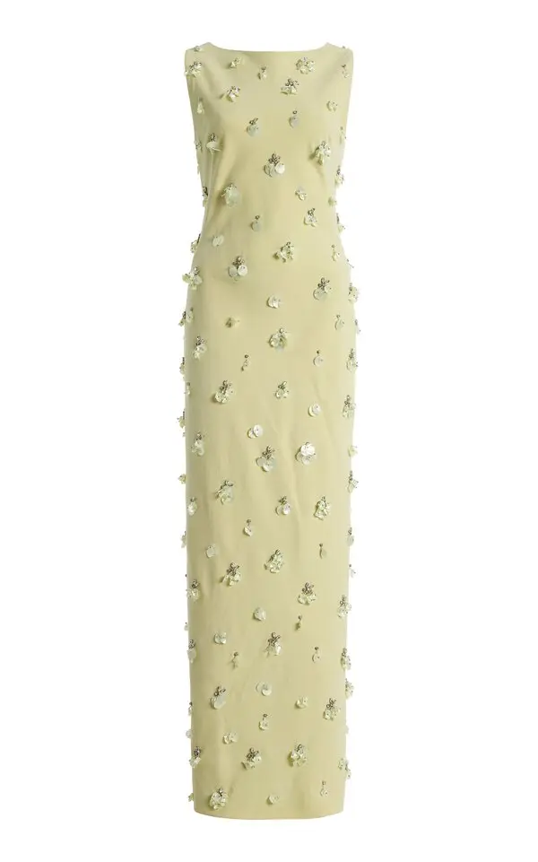 Simkhai Claudia Embellished Crepe Midi Dress - Yellow