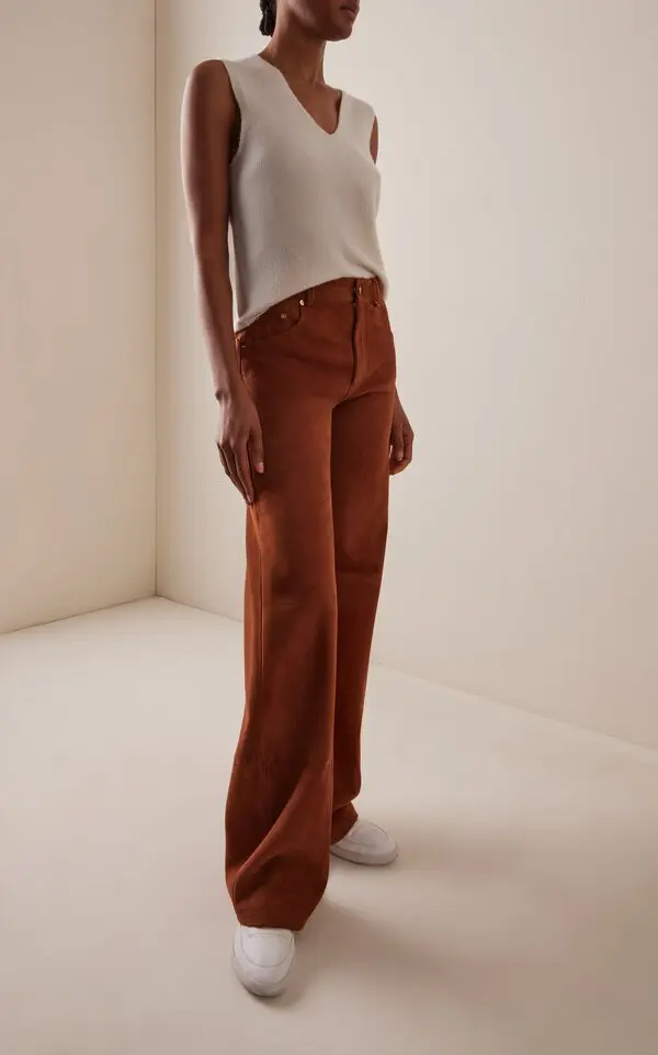 Gabriela Hearst Amoret Suede Straight-leg Jeans