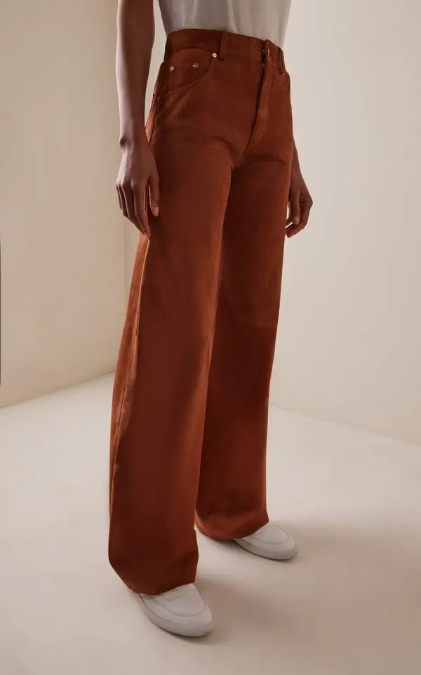 Gabriela Hearst Amoret Suede Straight-leg Jeans