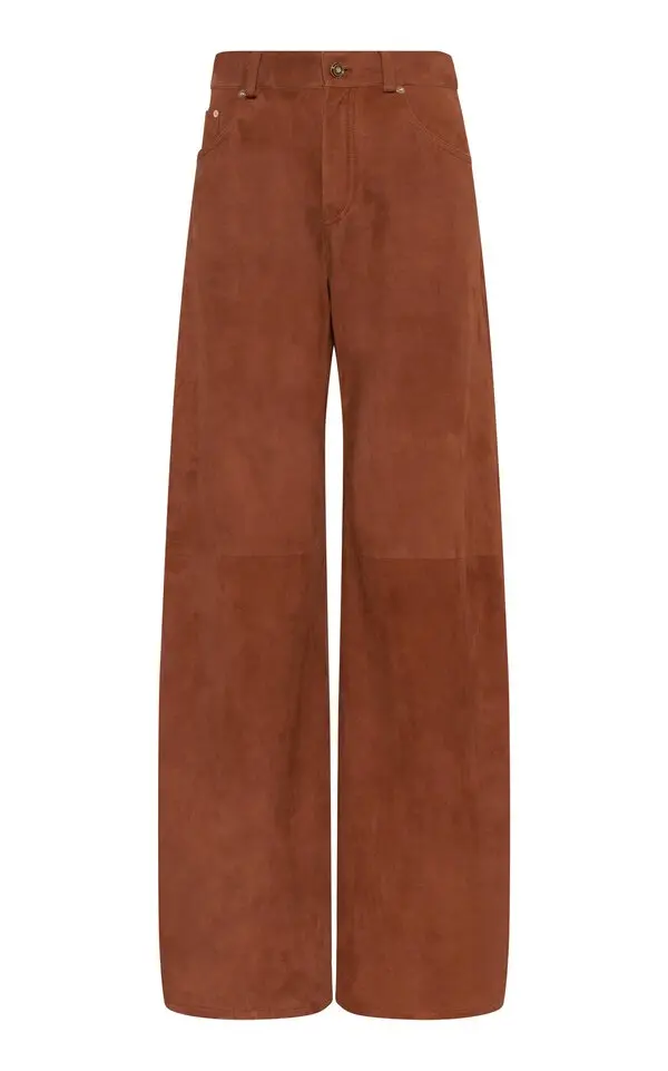Gabriela Hearst Amoret Suede Straight-leg Jeans - Brown