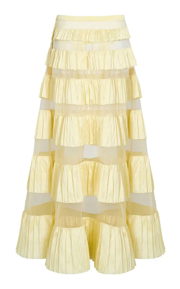 Aflalo Xorina Tiered Mesh Skirt - Yellow