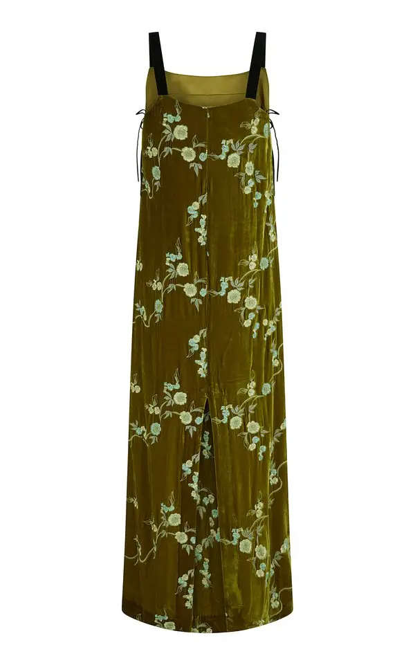HARRIS TAPPER Embroidered Velvet Maxi Dress
