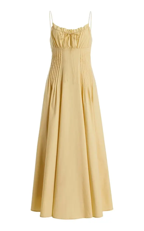 Staud Margi Ruffled Cotton-blend Maxi Dress - Yellow