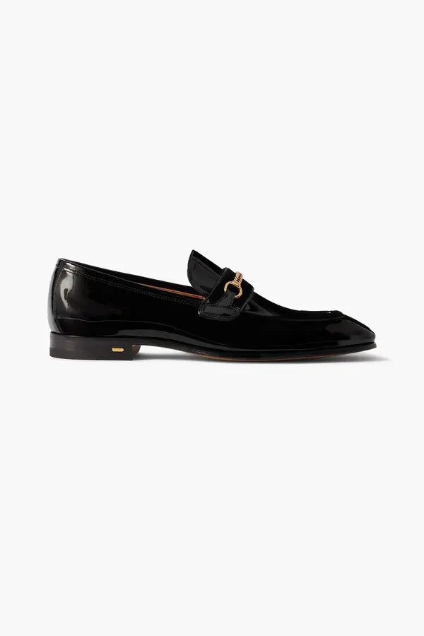 TOM FORD Bailey Chain-embellished Patent Leather Penny Loafers - Black