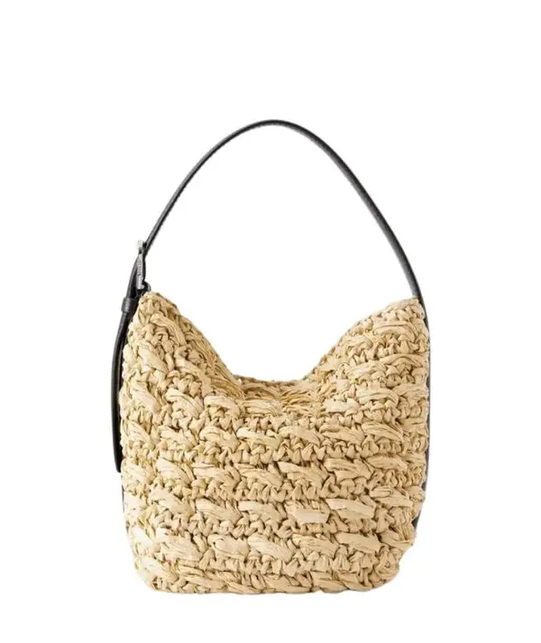 TOTEME Belted Raffia Shoulder Bag - Beige