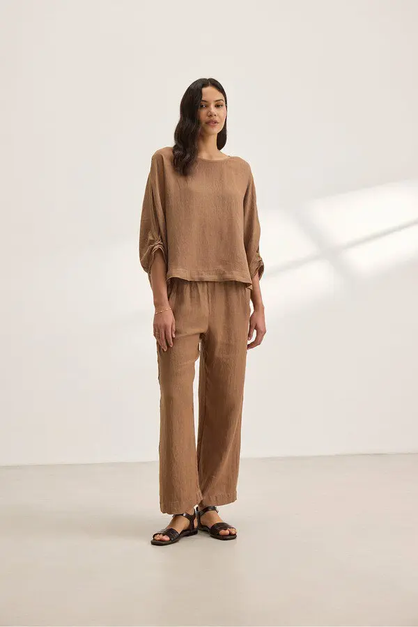 Velvet By Graham & Spencer Lola Linen Pant - Brown