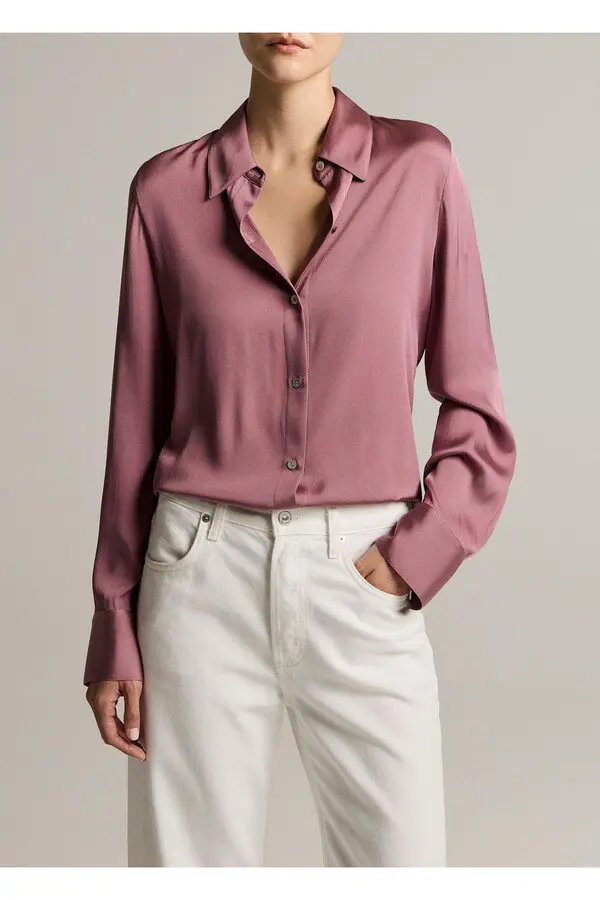 Vince Silk-blend Slim Button-front Blouse