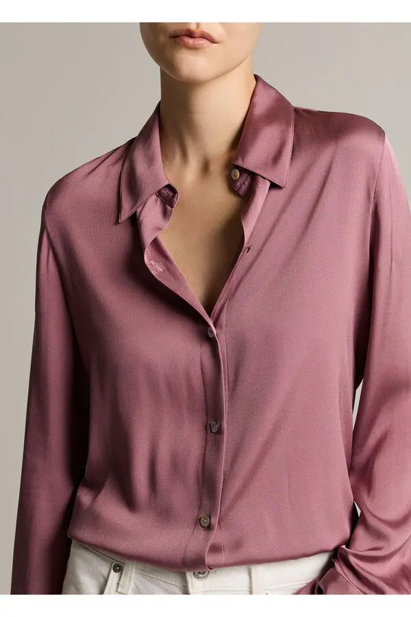 Vince Silk-blend Slim Button-front Blouse