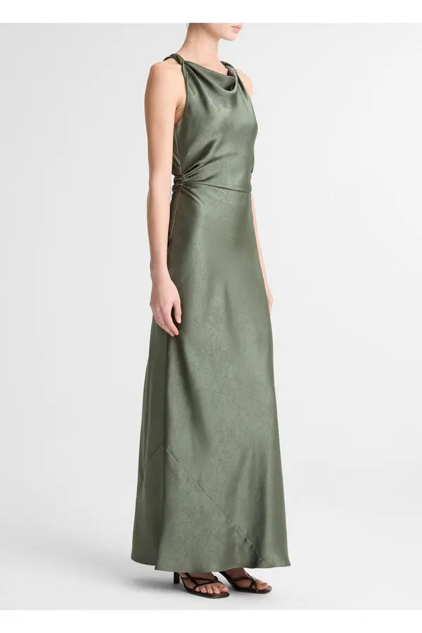 Vince Satin Twist-shoulder Dress