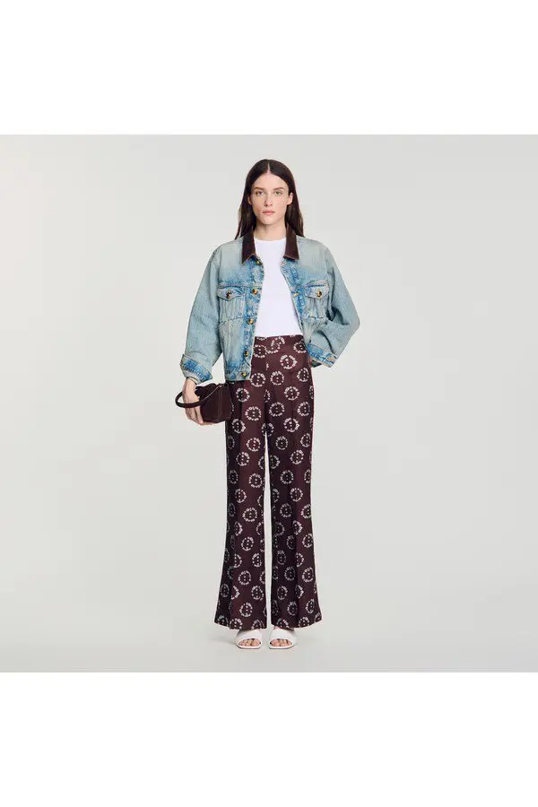 Sandro Floral-print Flowy Trousers