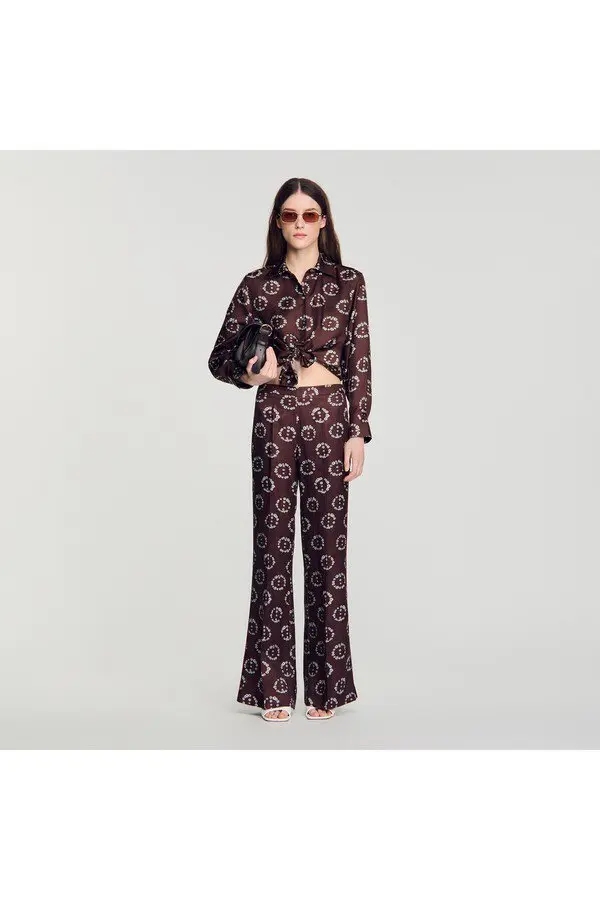 Sandro Floral Print Silk Shirt