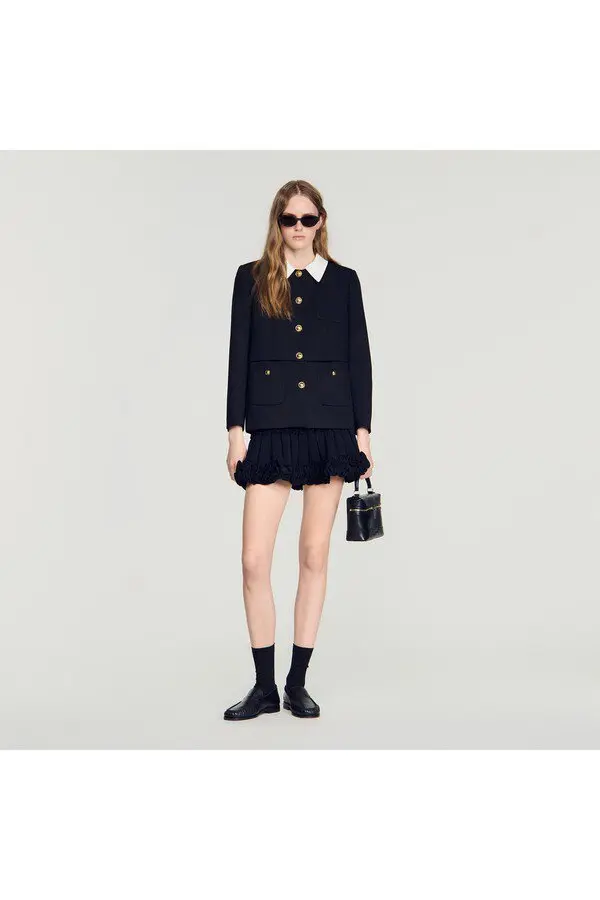 Sandro Jacket With Contrast Collar