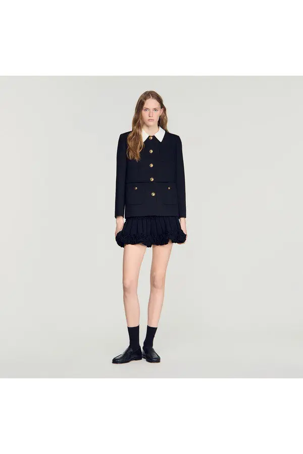 Sandro Jacket With Contrast Collar