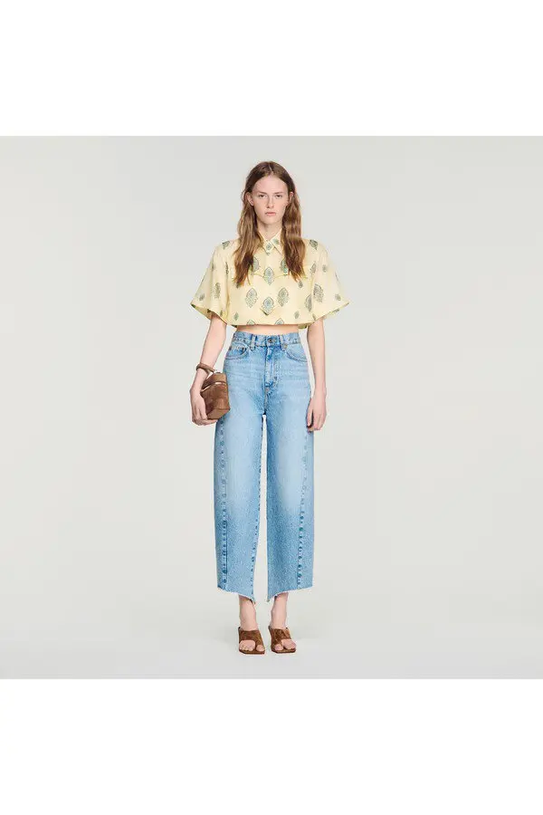 Sandro Paisley Print Crop Top - Yellow