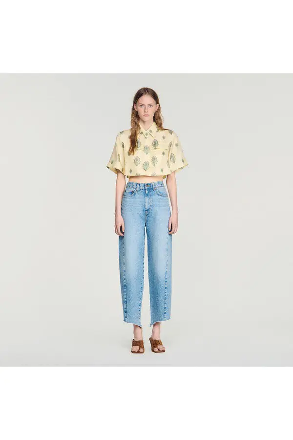 Sandro Paisley Print Crop Top