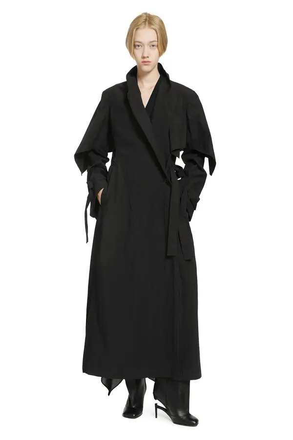 YEHUAFAN Draped Trench Coat