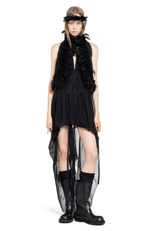 ANN DEMEULEMEESTER Dory Top In Silk Voile Crepon And Lace - Black