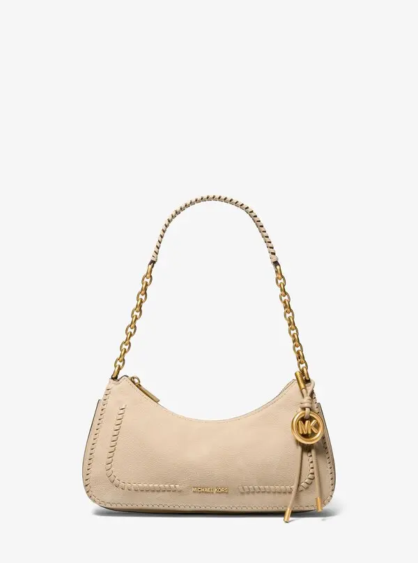 Michael Kors Nolita Medium Pebbled Leather Chain Pochette - Natural