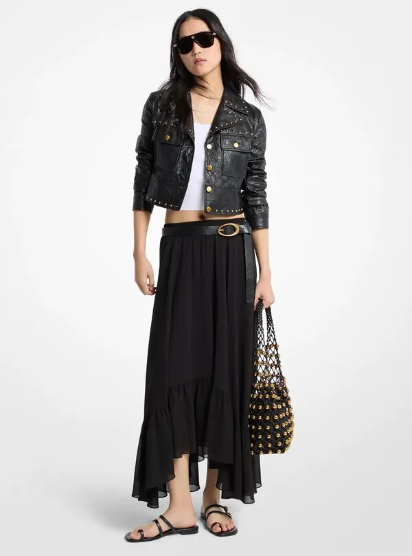 Michael Kors Georgette High-low Skirt - Black
