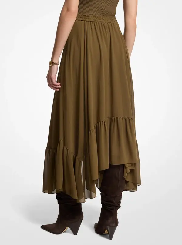 Michael Kors Georgette High-low Tiered Skirt - Green
