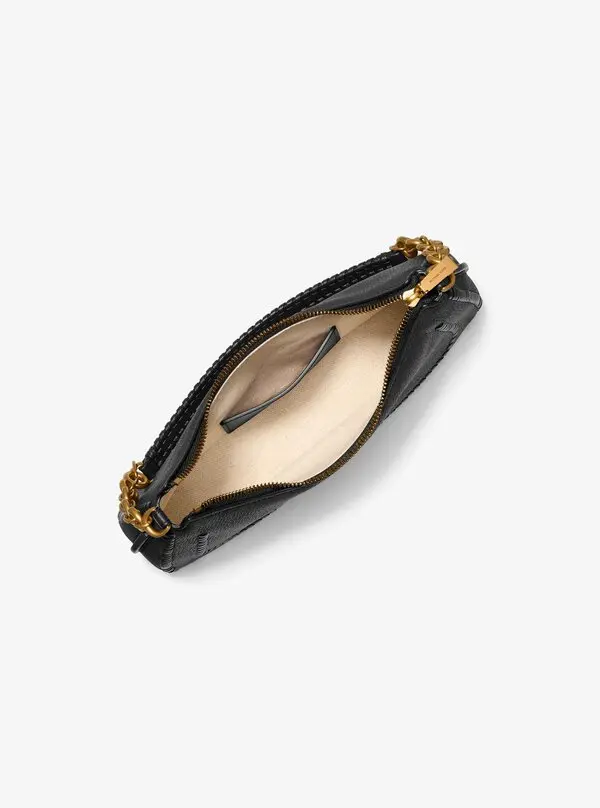 Michael Kors Nolita Medium Whipstitched Pebbled Leather Chain Pochette - Black