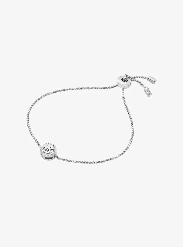 Michael Kors Pavé Logo Pendant Slider Bracelet - Silver