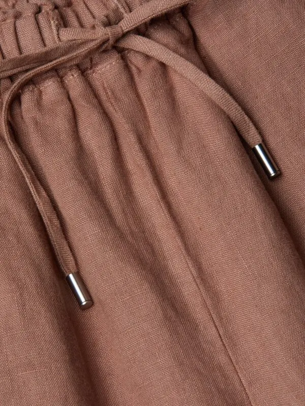 L'Agence Connie Linen Drawstring Wide Leg Trousers