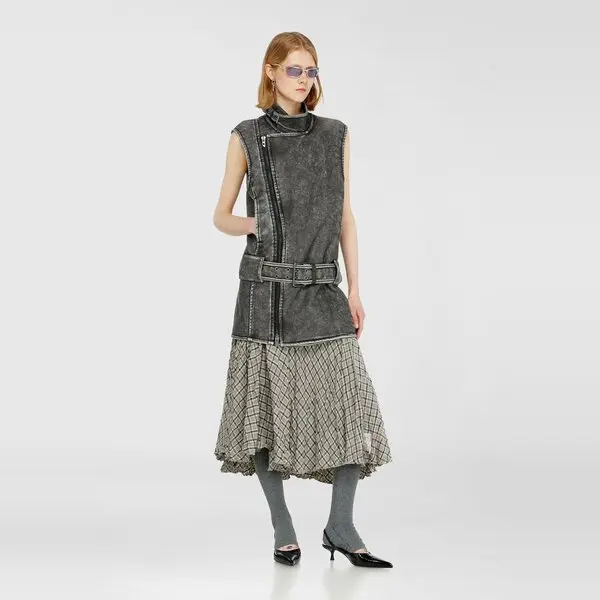 DIESEL® Biker-style Sleeveless Mini Dress With Belt