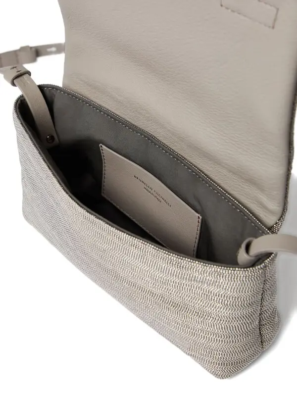 Brunello Cucinelli Monili Embellished Leather Crossbody Bag - Multicolor