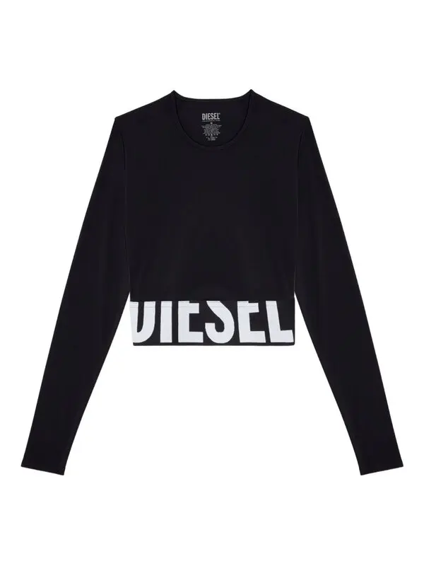 DIESEL® Cropped Long Sleeve Top With Logo Detail - Multicolor