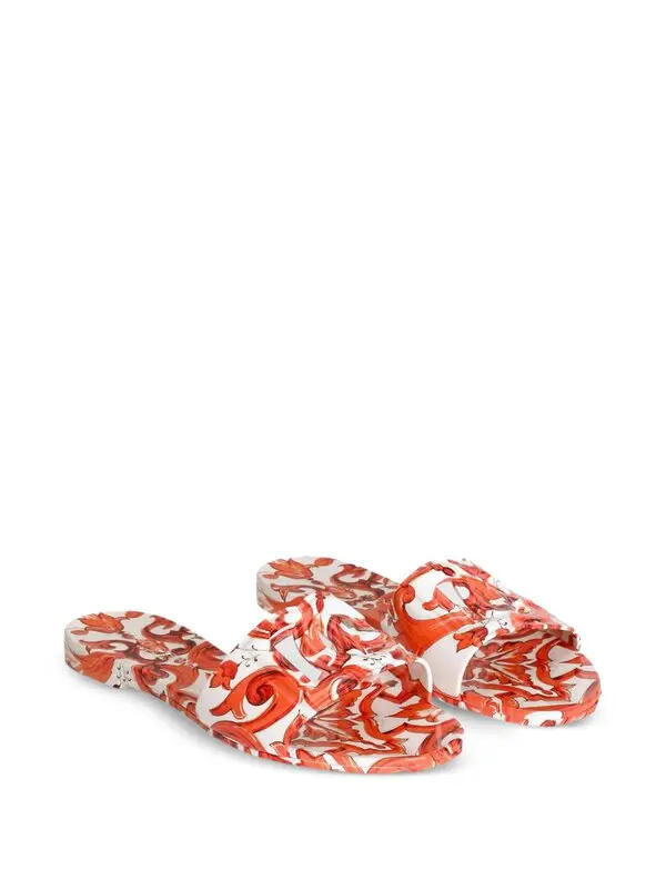 Dolce & Gabbana Maiolica Print Flat Sandals - Multicolor