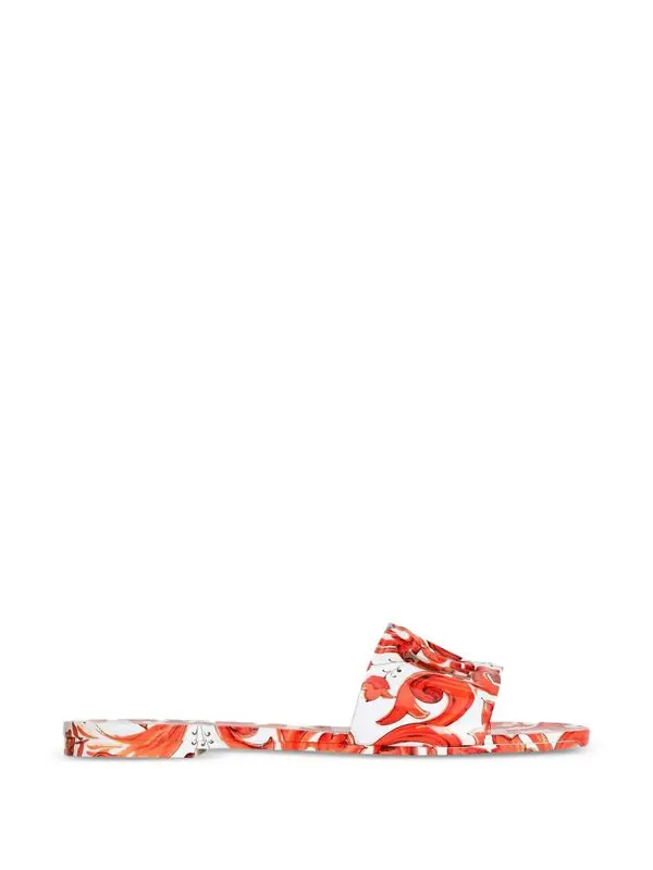 Dolce & Gabbana Maiolica Print Flat Sandals - Multicolor
